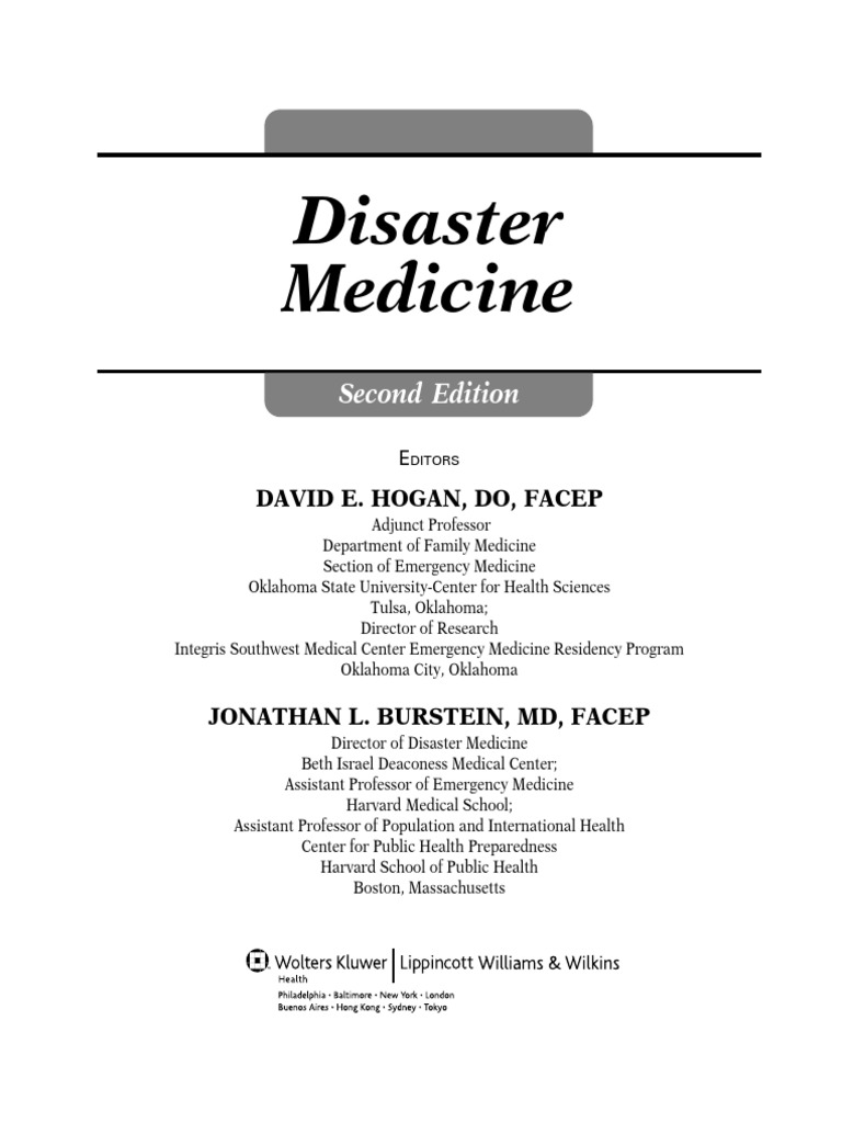David E. Hogan DO, Jonathan L. Burstein MD - Disaster Medicine (2016 ...