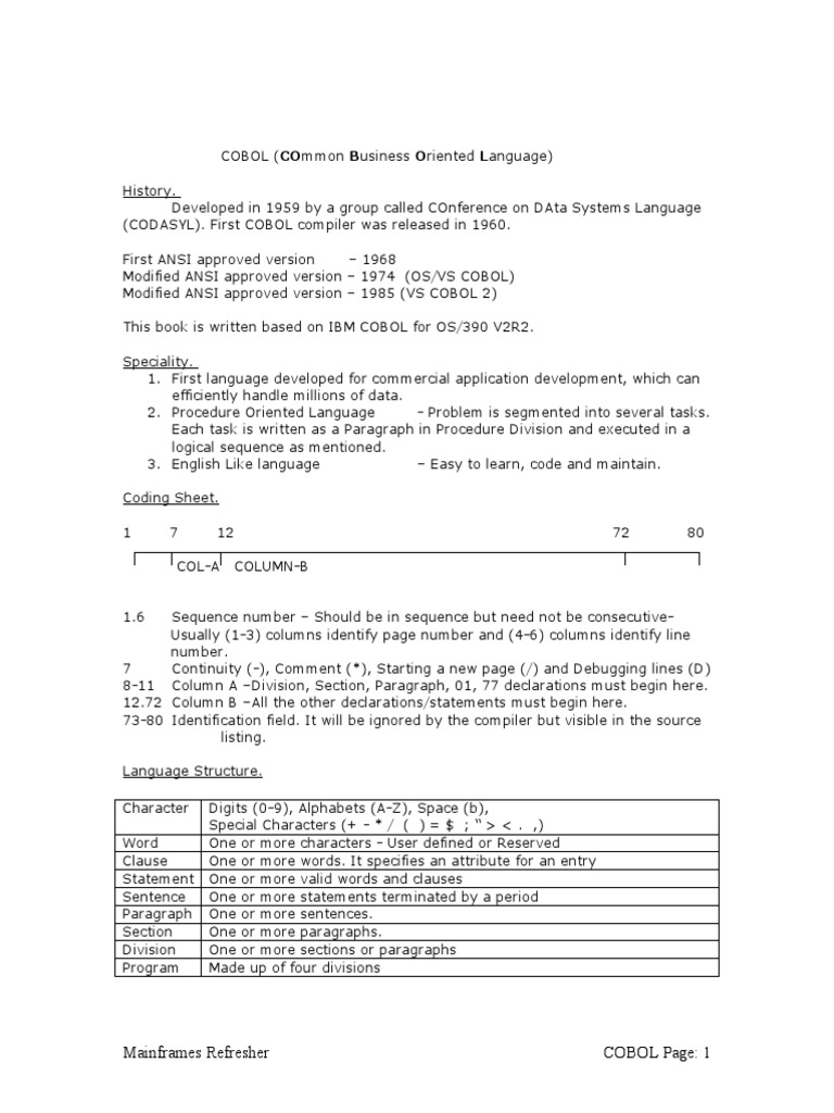 COBOL | PDF | Binary Coded Decimal | Array Data Structure