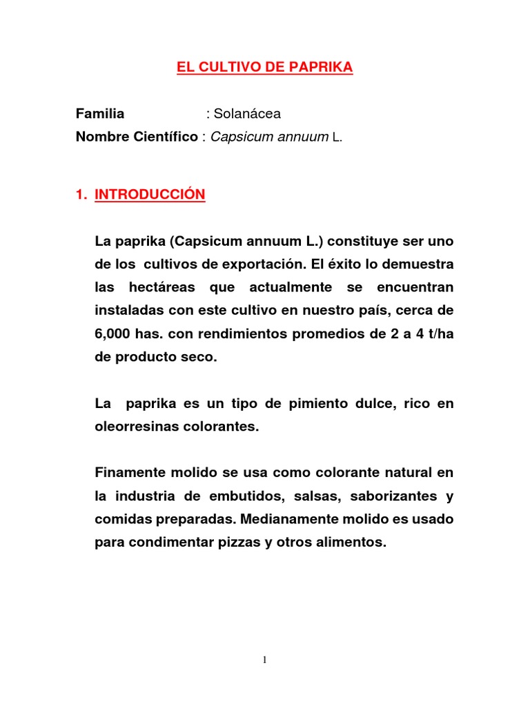 Cultivo de Paprika | PDF | Pimiento | Pimenton