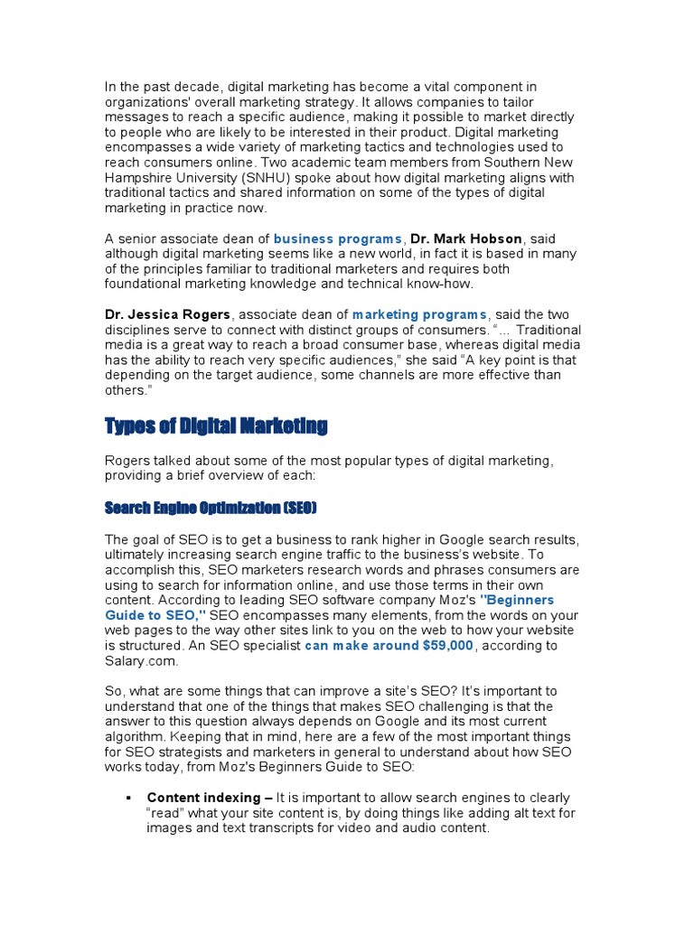 What Are The 7 Types of Digital Marketing | PDF | Search Engine ...