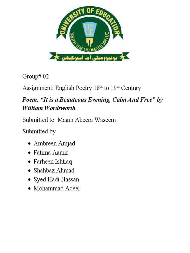 It Is A Beauteous Evening | PDF | Poetry