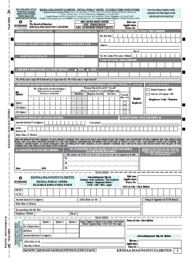 Krsnaa Diagnostics - Full Form of Employee | PDF | Securities Act Of ...