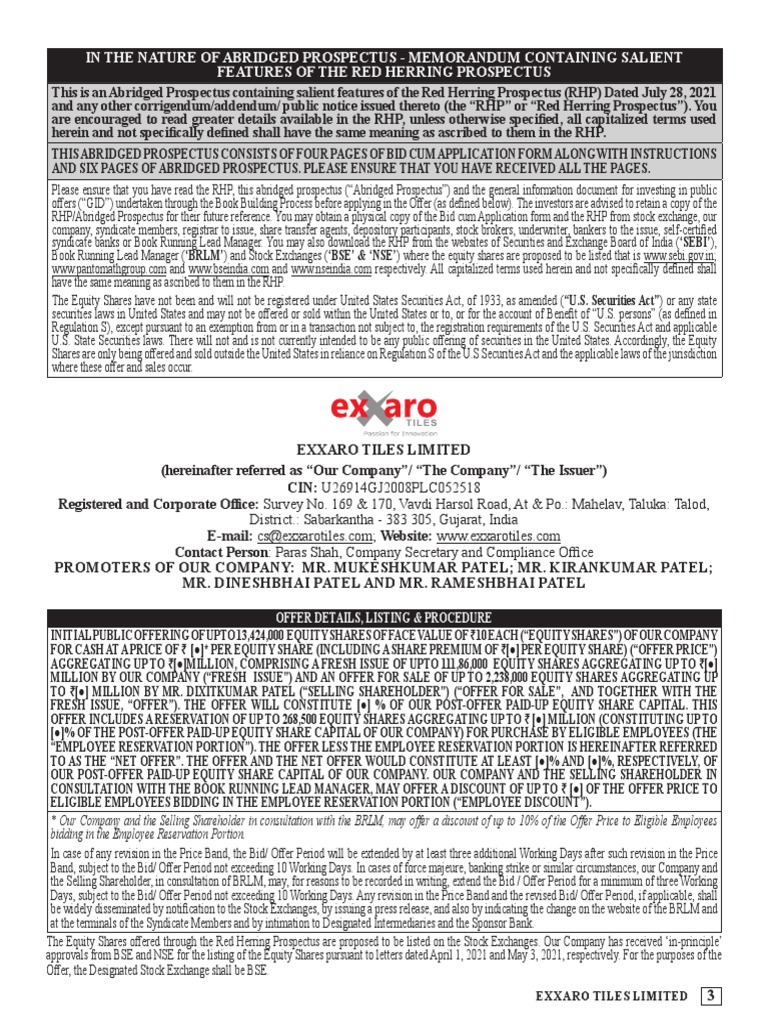 Abridged Prospectus | PDF | Stocks | Securities Act Of 1933