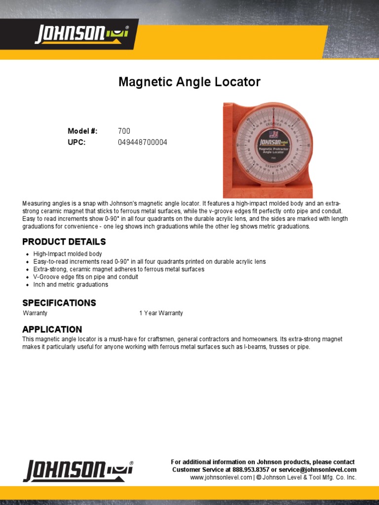 Magnetic Angle Locator: Model #: Upc | PDF