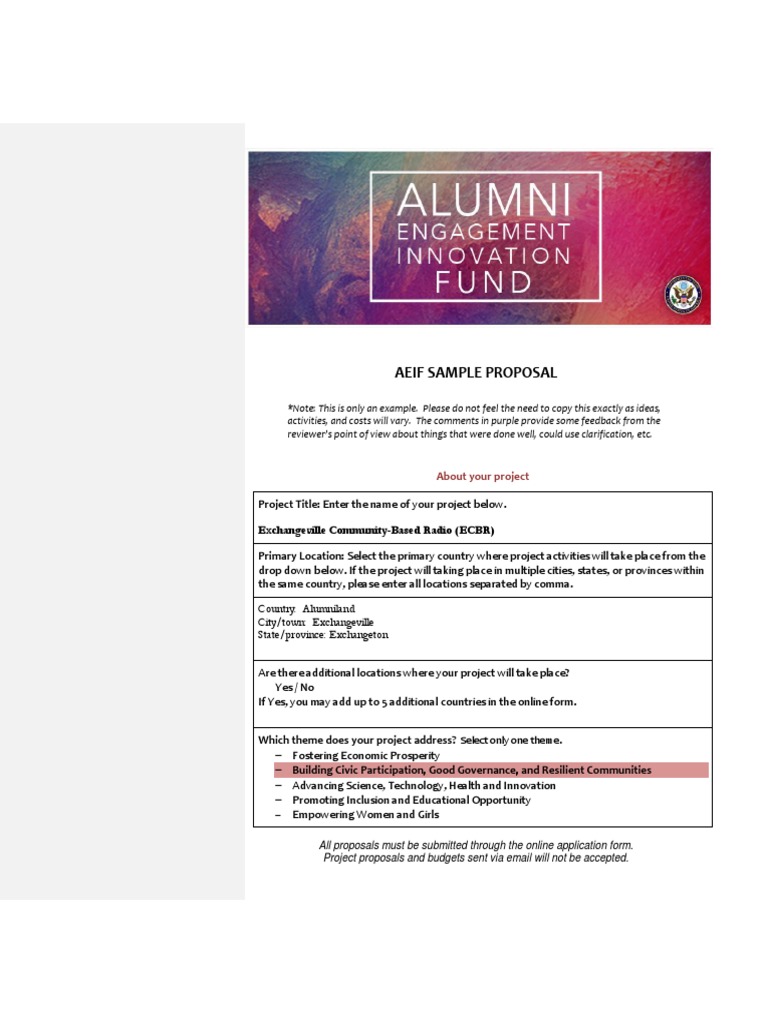 Aeif Sample Proposal: Project Title: Exchangeville Community-Based ...