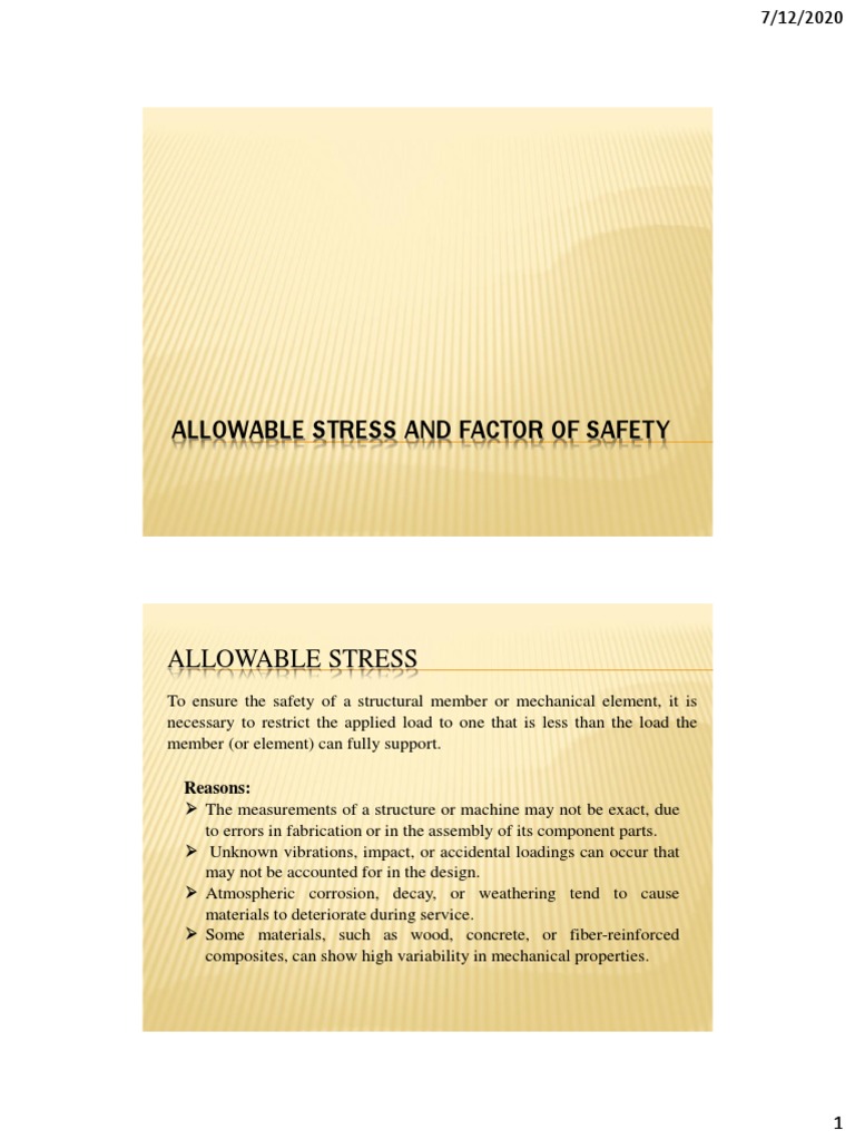 Allowable Stress and Factor of Safety: Reasons | PDF