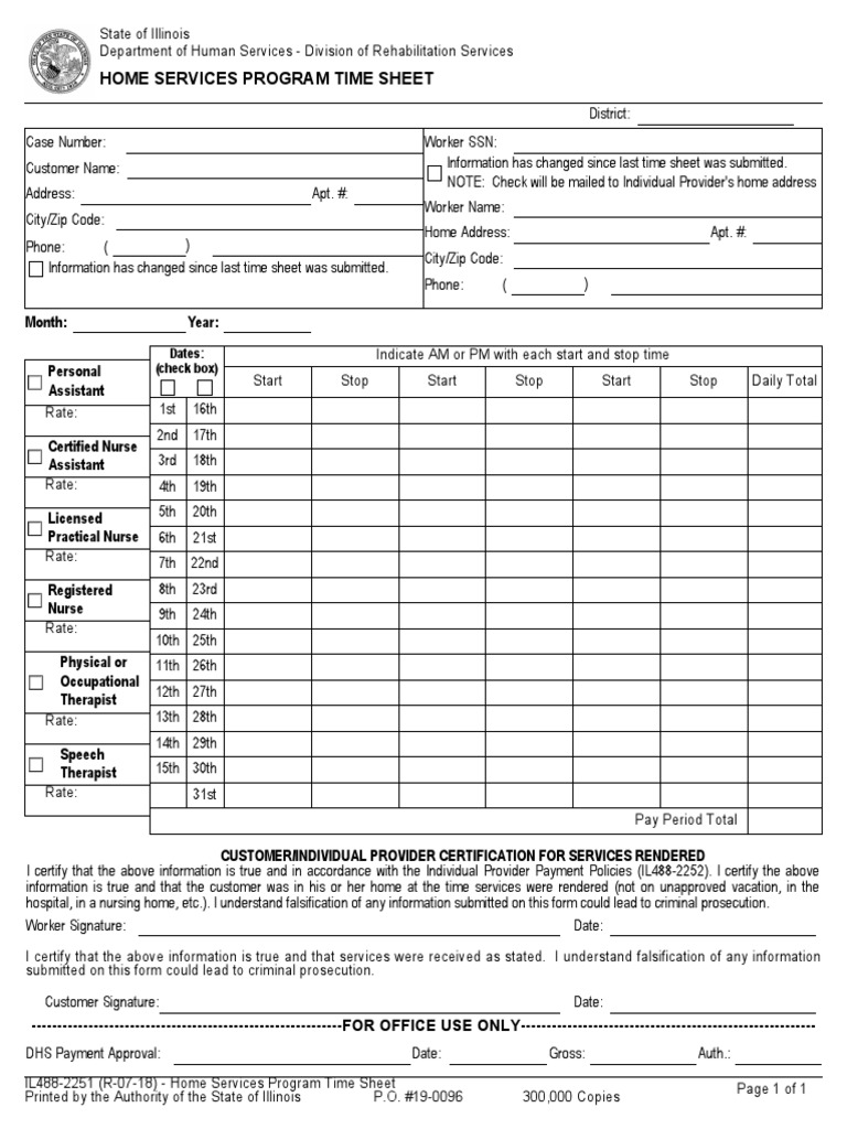 Printable HSP Timesheet | PDF