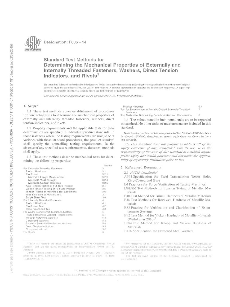 Astm F606 (2014) | PDF