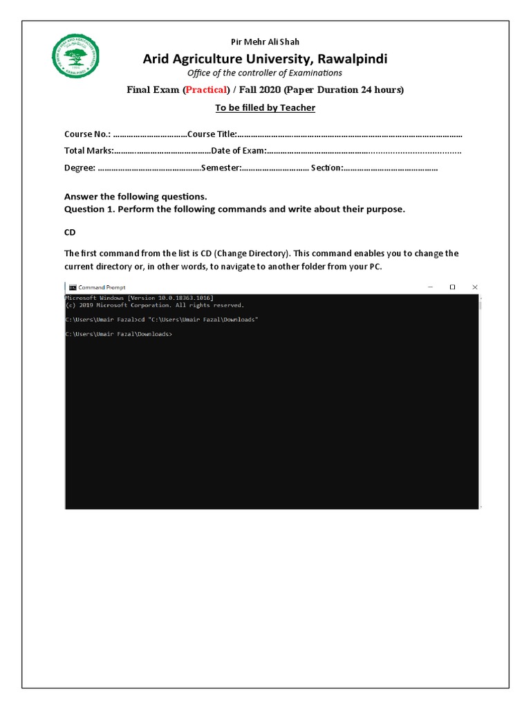 Final Exam Practical Template | PDF | Command Line Interface ...