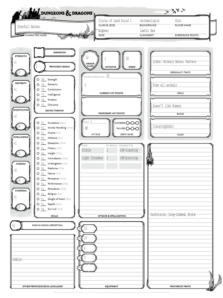 Charactersheet - Ravenloft - Cópia | PDF | Gary Gygax Games | Entertainment