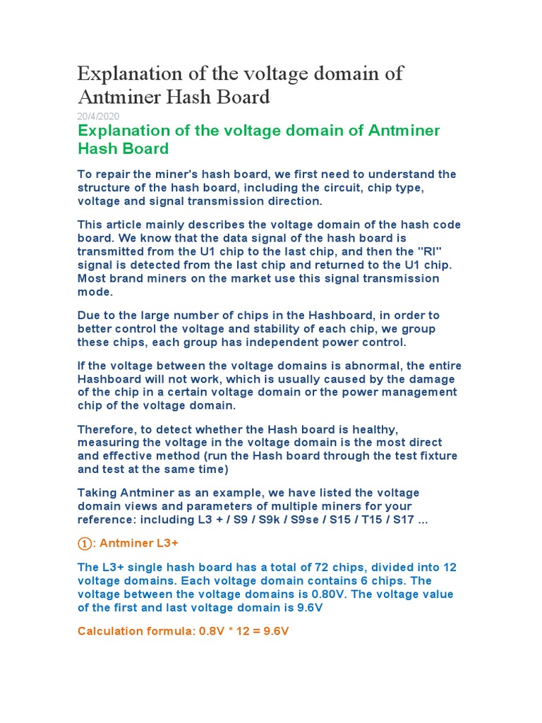 Explanation of The Voltage Domain of Antminer Hash Board | PDF ...