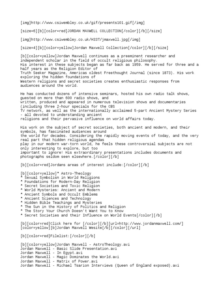 Jordan Maxwell Research Collection | PDF | Teleconferencing ...