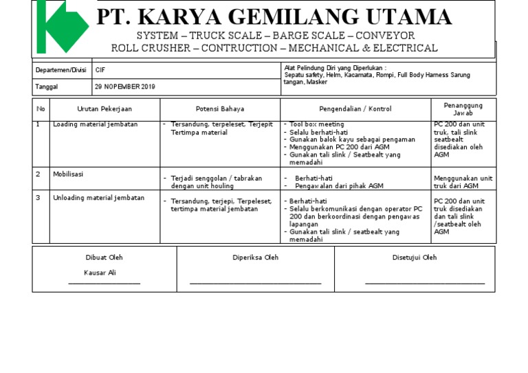 Jsa Mobilisasi Jembatan Lama | PDF