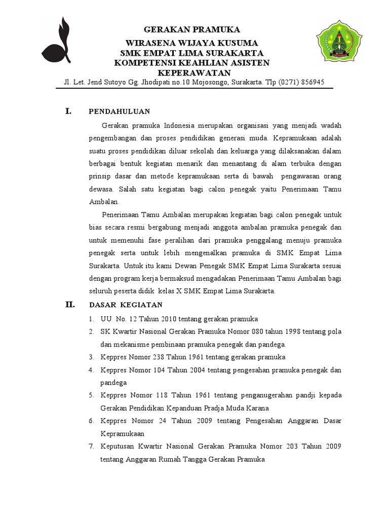 Penerimaan Tamu Ambalan Pramuka SMK 45 | PDF