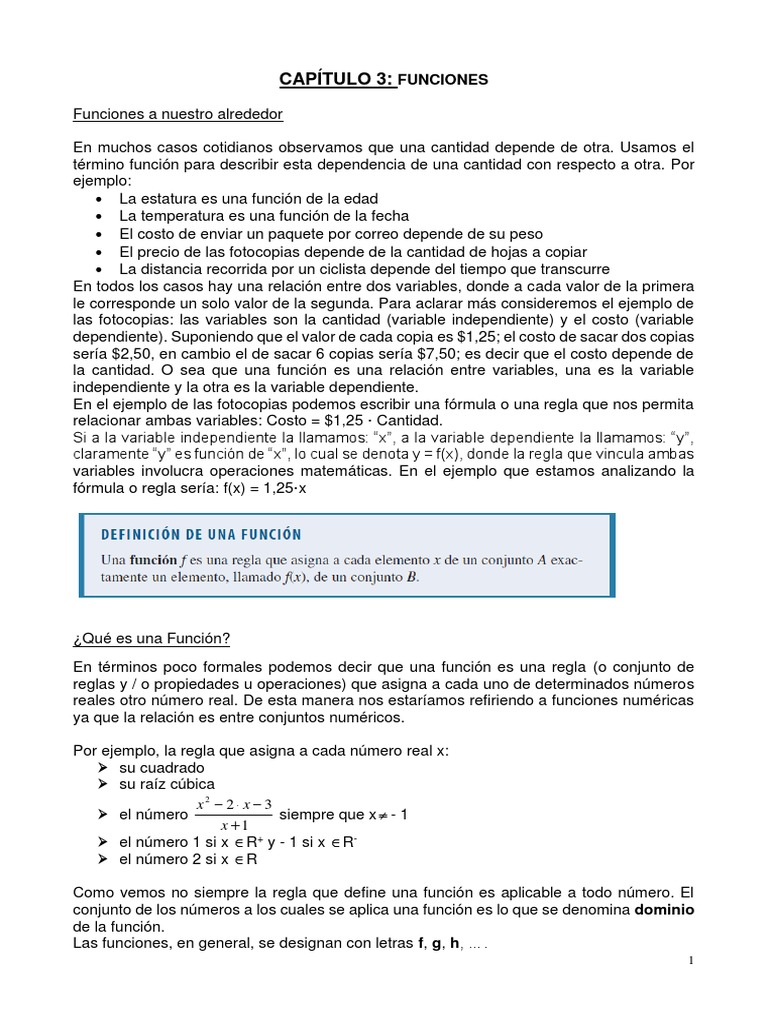 Capitulo 3 Funciones | PDF | Función (Matemáticas) | Números