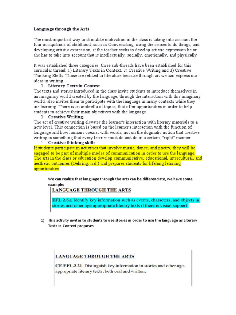 Language Through The Arts | PDF | Creativity | Learning