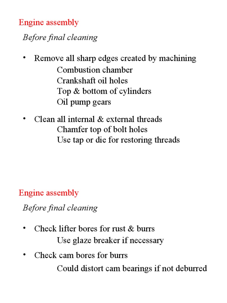 Before Final Cleaning: Engine Assembly | PDF | Piston | Engines
