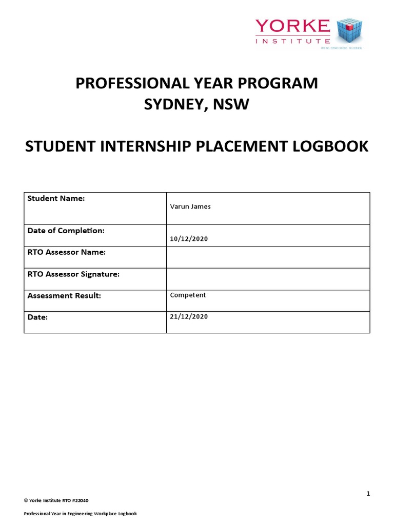 Professional Year Workplacement Logbook - Draft V2 | PDF | Occupational ...