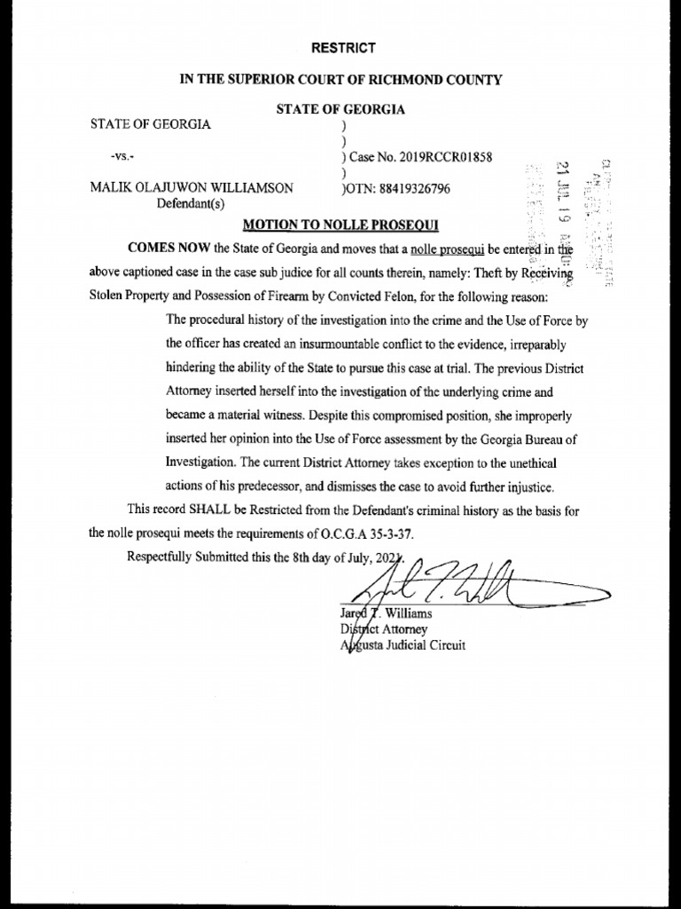 Motion To Nolle Prosequi | PDF