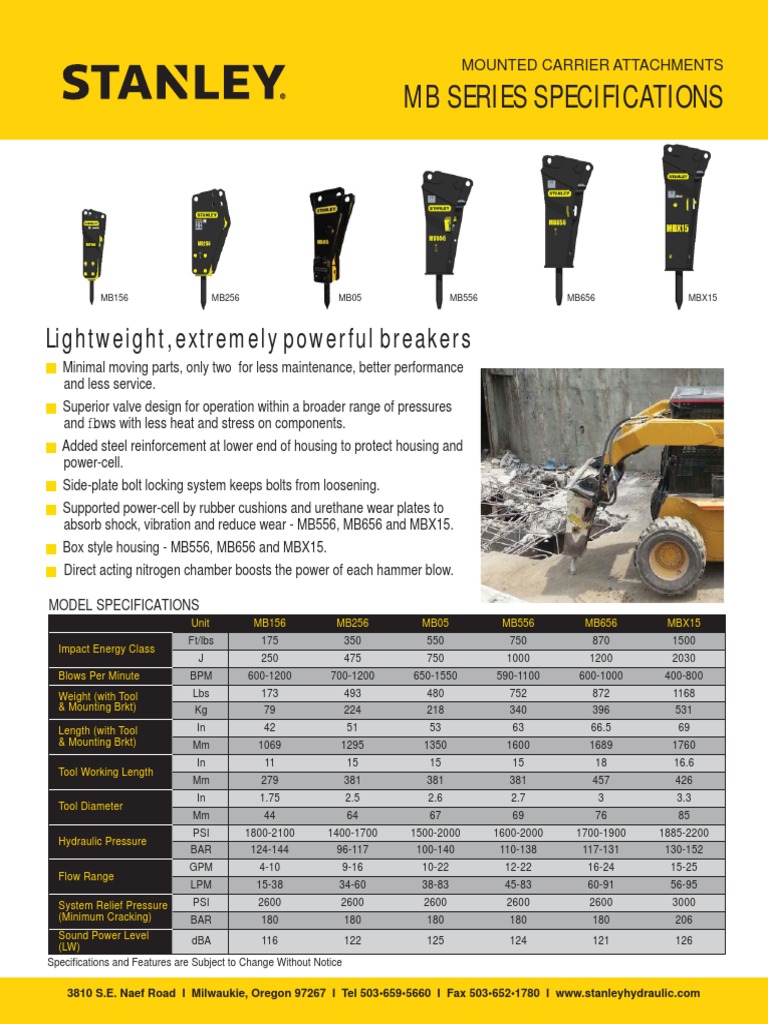 MB Series Spec Sheet 2014 v2 | PDF | Manufactured Goods | Equipment