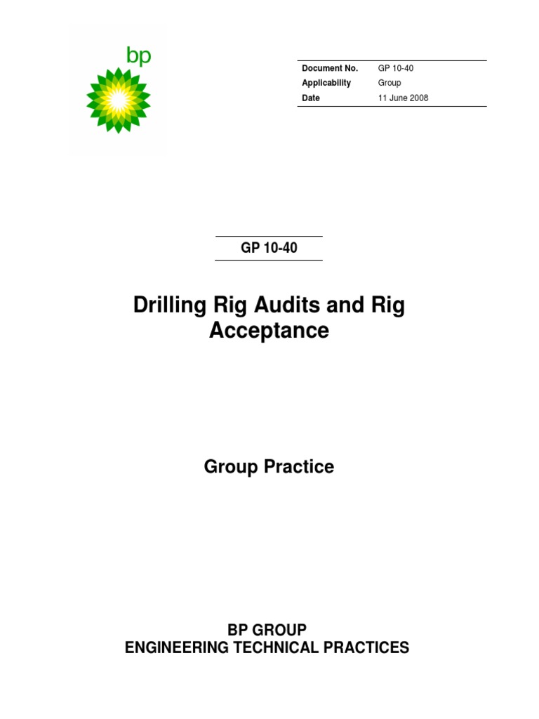 Drilling Rig Audits and Rig Acceptance: Group Practice | PDF | Audit ...