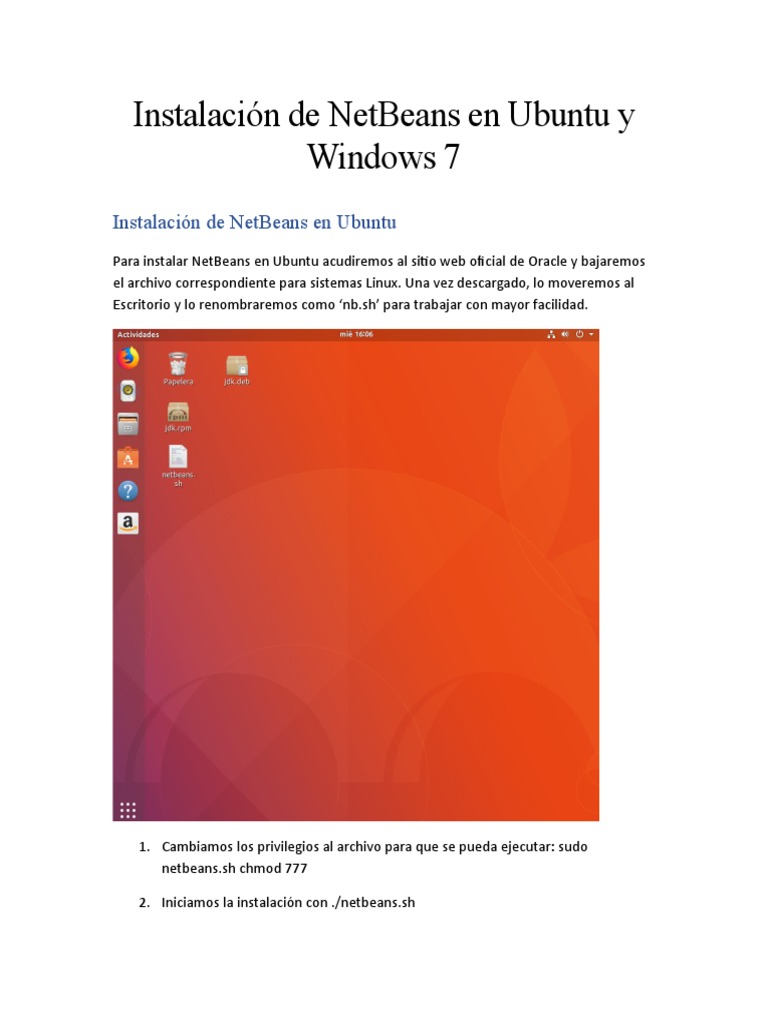 Guía de instalación de NetBeans en Ubuntu y Windows | PDF | Juegos y actividades | Informática