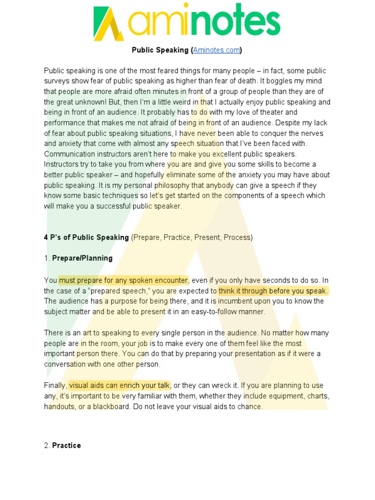 Public Speaking (Aminotes | PDF | Public Speaking | Gesture