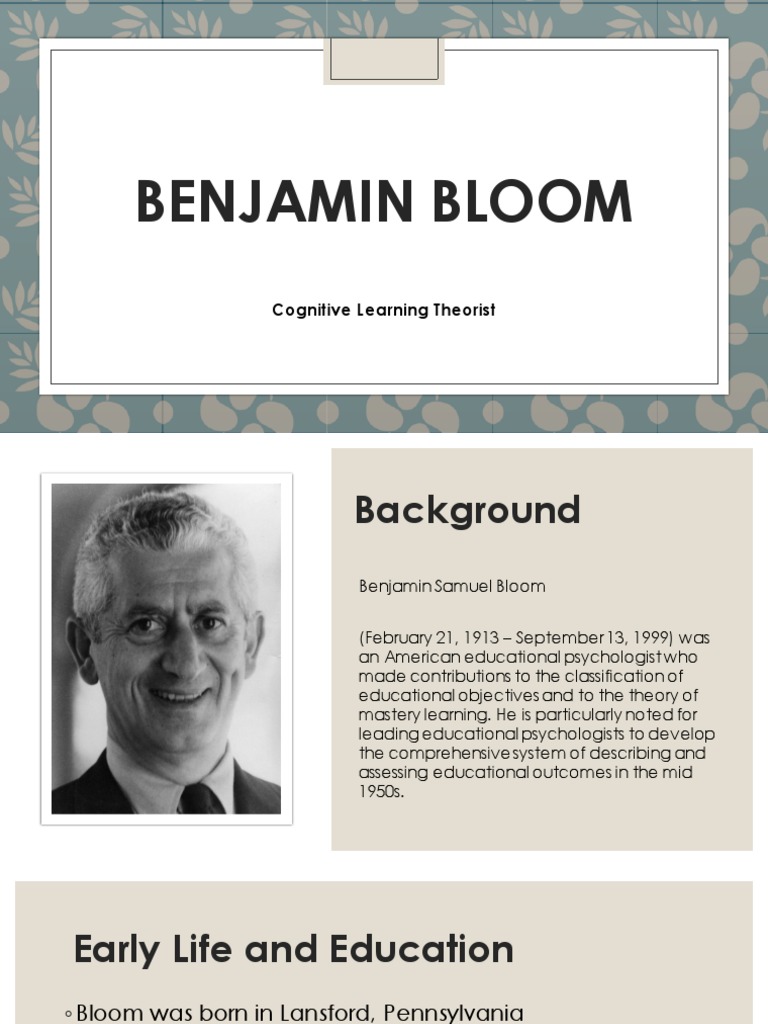 Benjamin Bloom | PDF | Behavior Modification | Cognitive Science