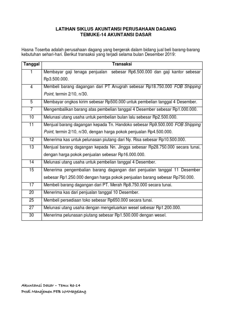 Tugas Siklus Dagang Temu 14 | PDF