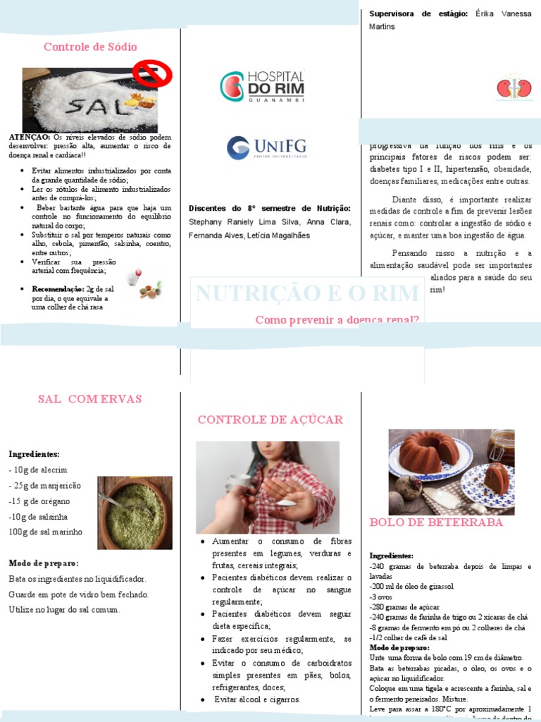 FOLDER (Nutrição e o Rim) | PDF | Rim | Hipertensão