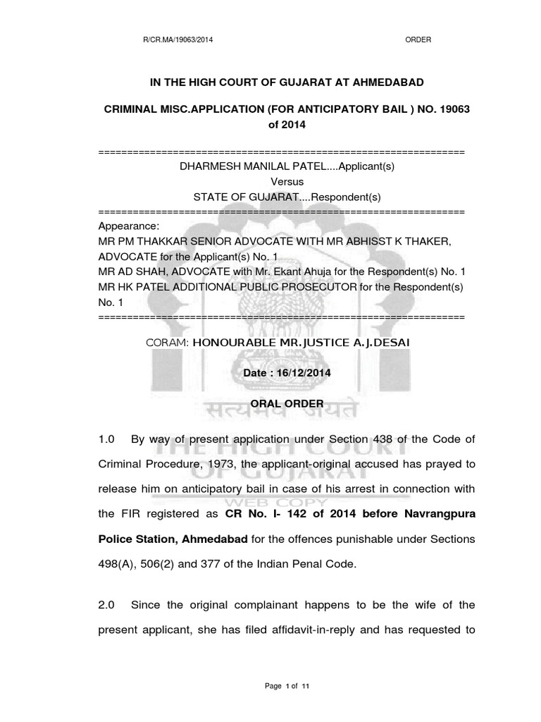 Anti Bail - IPC 498 (A), 506 (2) and 377 | PDF | Bail | Criminal Procedure In South Africa