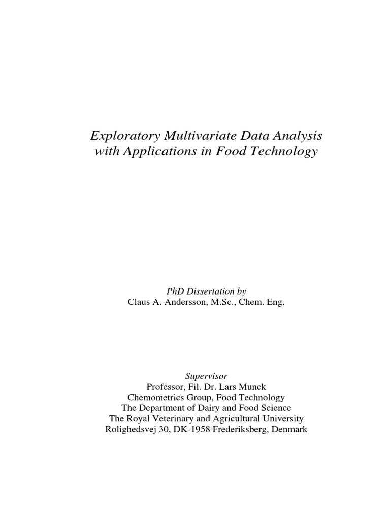 Chemistry - Chemometrics - PHD - Exploratory Multivariate Data Analysis With Application in Food ...