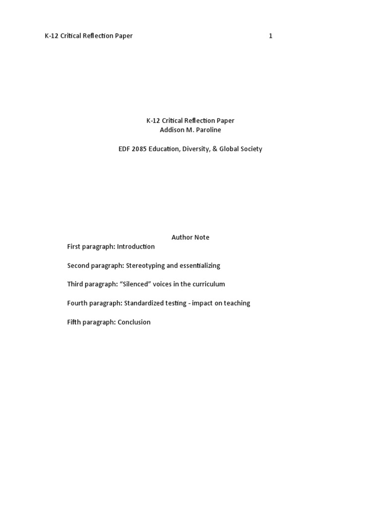 Gea1 k-12 Critical Reflection Paper | Download Free PDF | Standardized ...