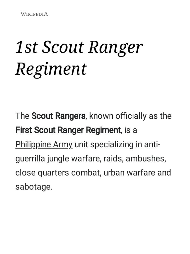 1st Scout Ranger Regiment - Wikipedia | PDF | Warfare | International ...