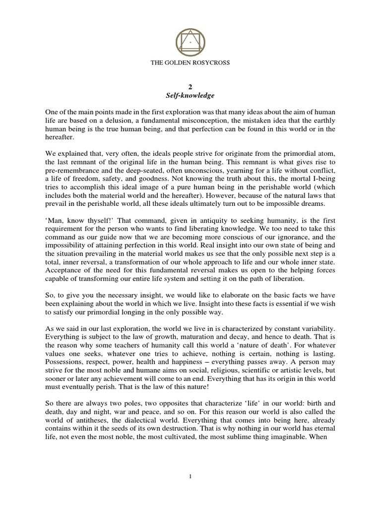 Self-Knowledge: The Golden Rosycross | PDF | Afterlife | Heaven