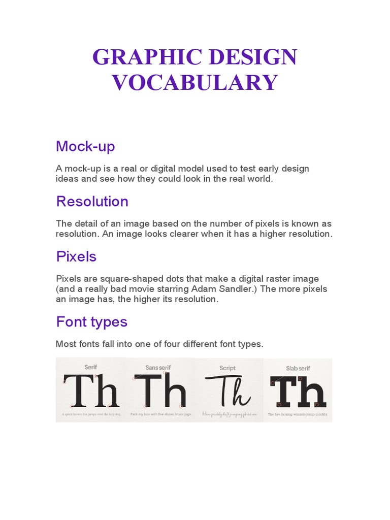 Graphic Design Vocabulary | PDF | Typefaces | Serif
