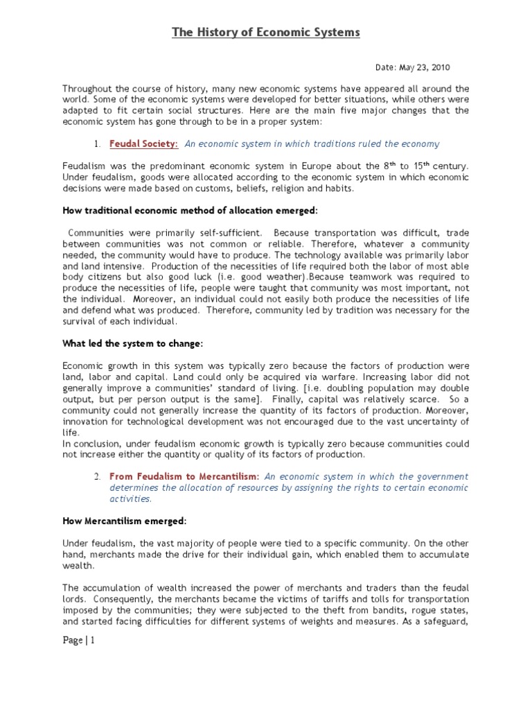 Evolution of Economic Systems Explained | PDF | Economic System ...