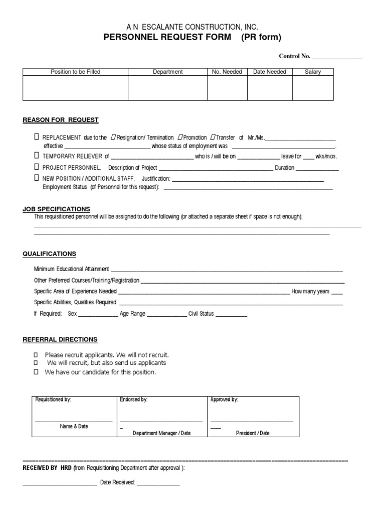 PR Form | PDF | Labor