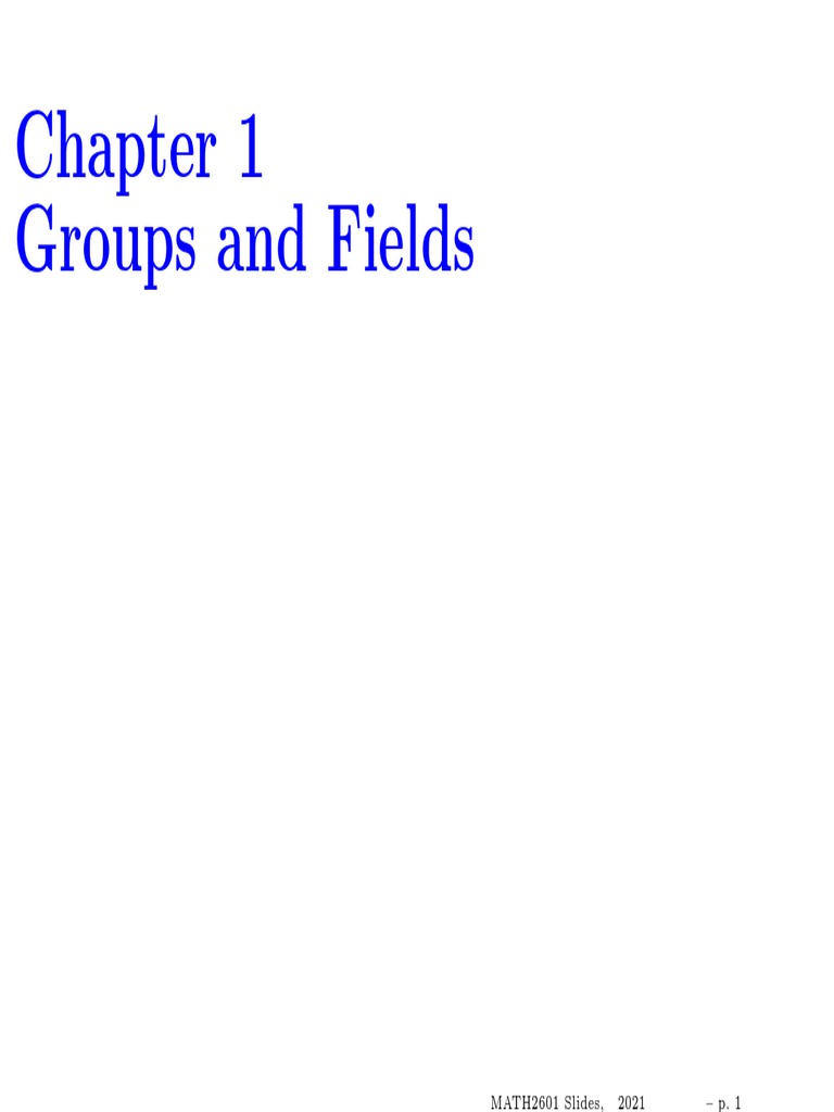 Introduction to Groups and Fields | PDF | Group (Mathematics) | Field ...