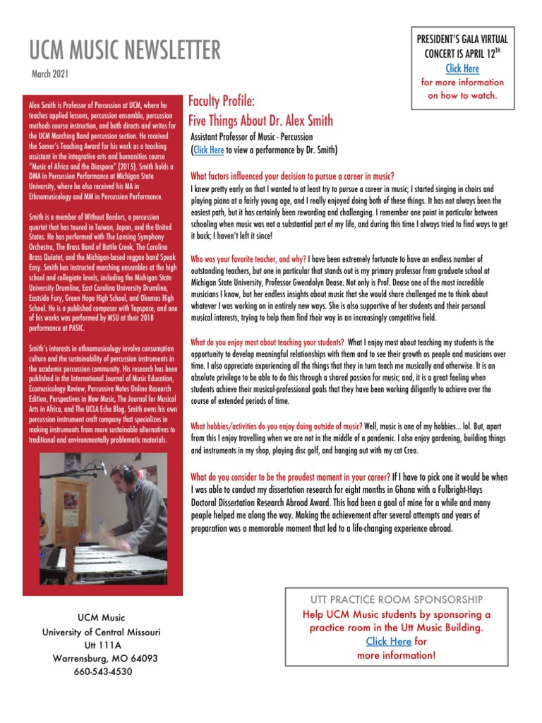 Music Newsletter - March 2021 | PDF | Michigan State University ...