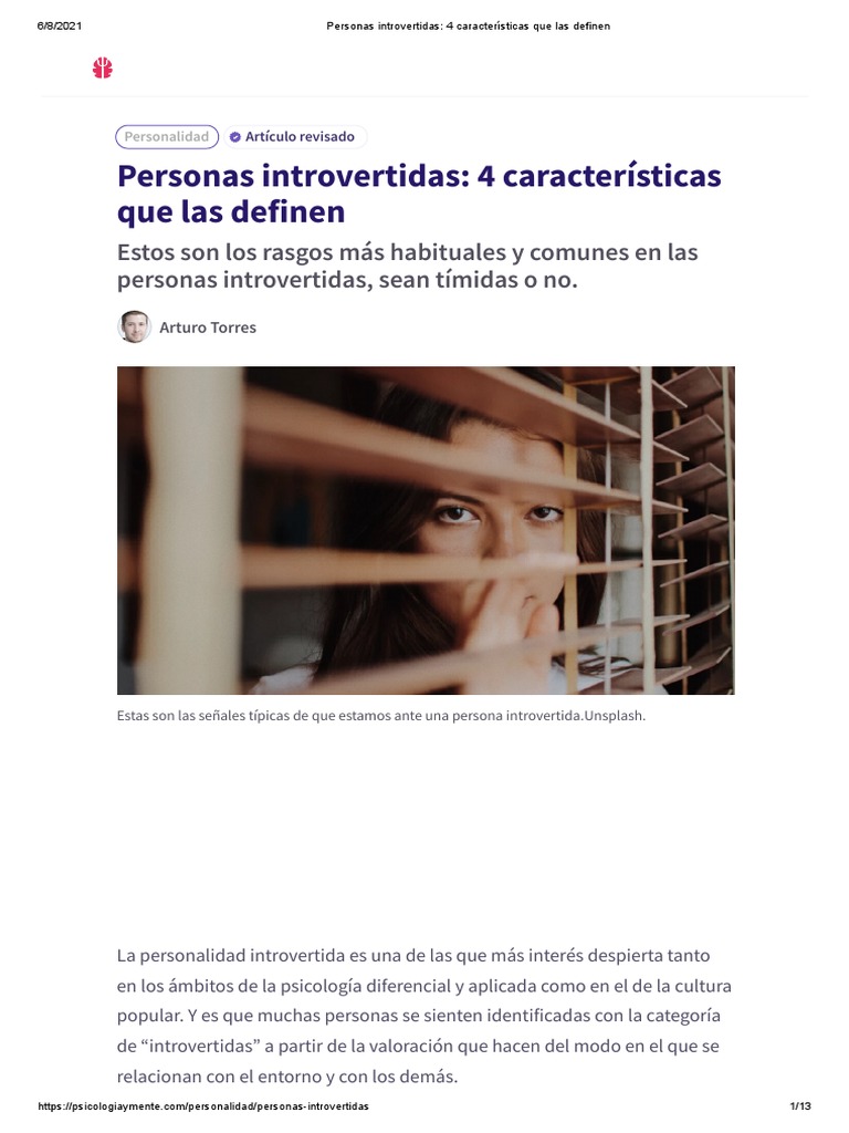 Personas Introvertidas - 4 Características Que Las Definen | PDF | Carl ...