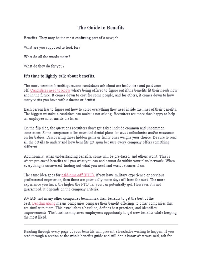 The Guide To Benefits | PDF | Health Care