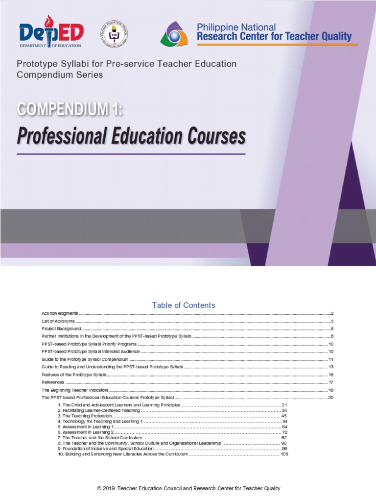 1 PPST-based Professional Education Prototype Syllabi Compendium | PDF ...