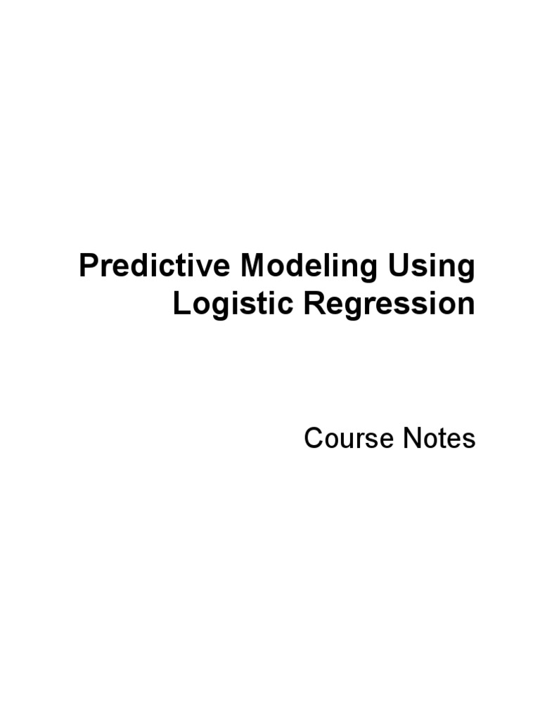 14.predictive Modeling Using Logistic Regression.2007 | PDF | Logistic Regression | Regression ...