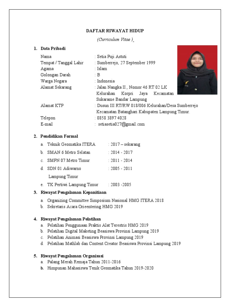 DAFTAR RIWAYAT HIDUP (CV) | PDF
