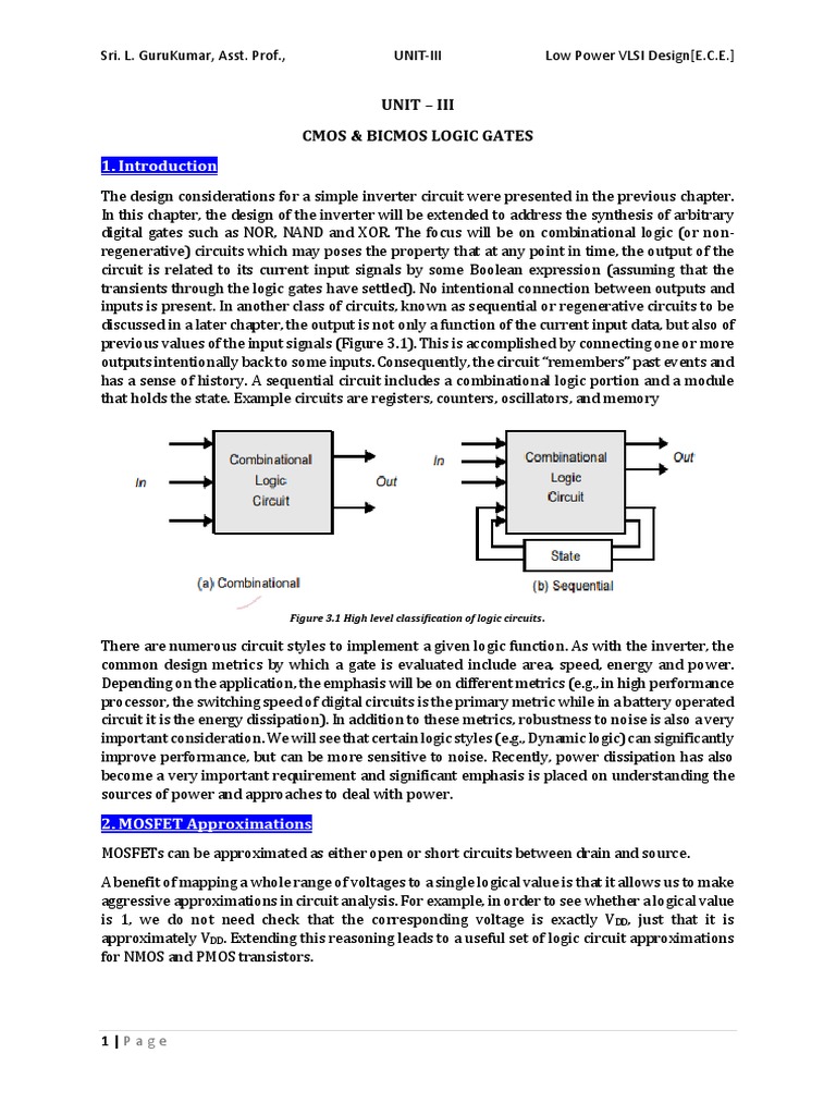 LPVLSI III Unit | PDF | Cmos | Logic Gate
