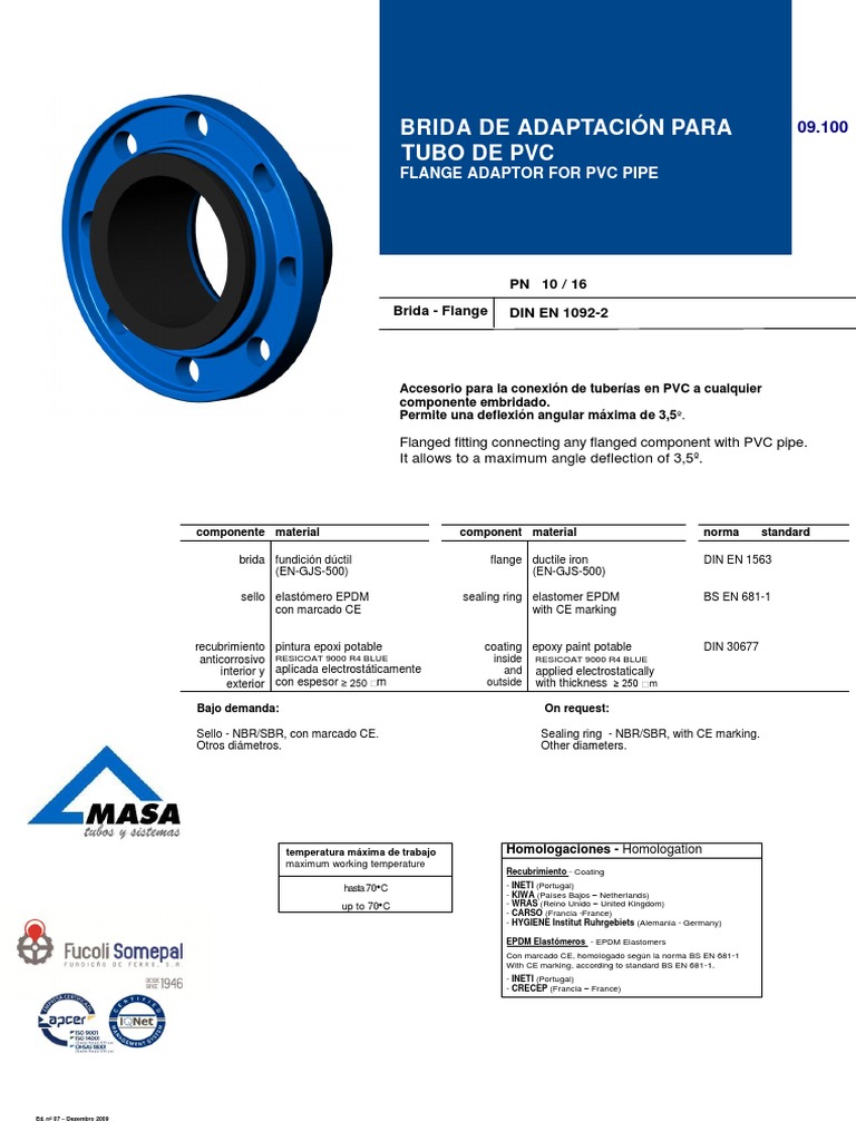 Brida de Adaptacion para Tubo de PVC PN10-16 | PDF | Materiales ...