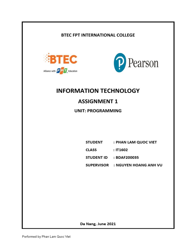 Asm1 Programming Phanlamquocviet Pdf Computer Programming Programmer 2612