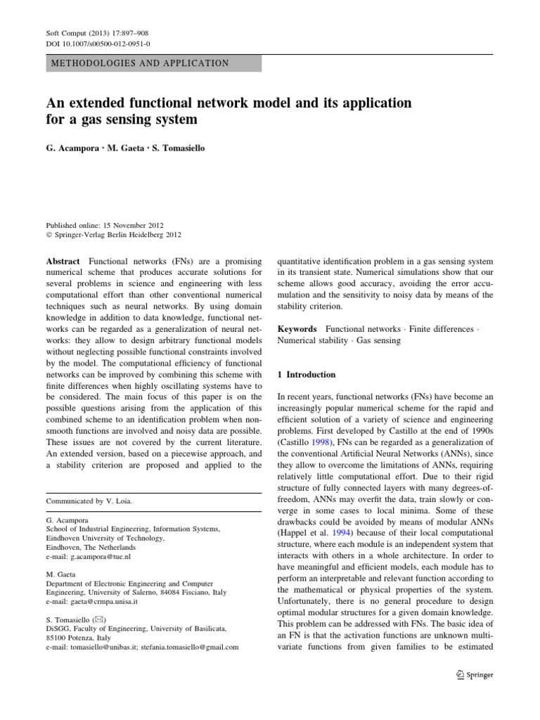 An Extended Functional Network Model and Its Application For A Gas ...