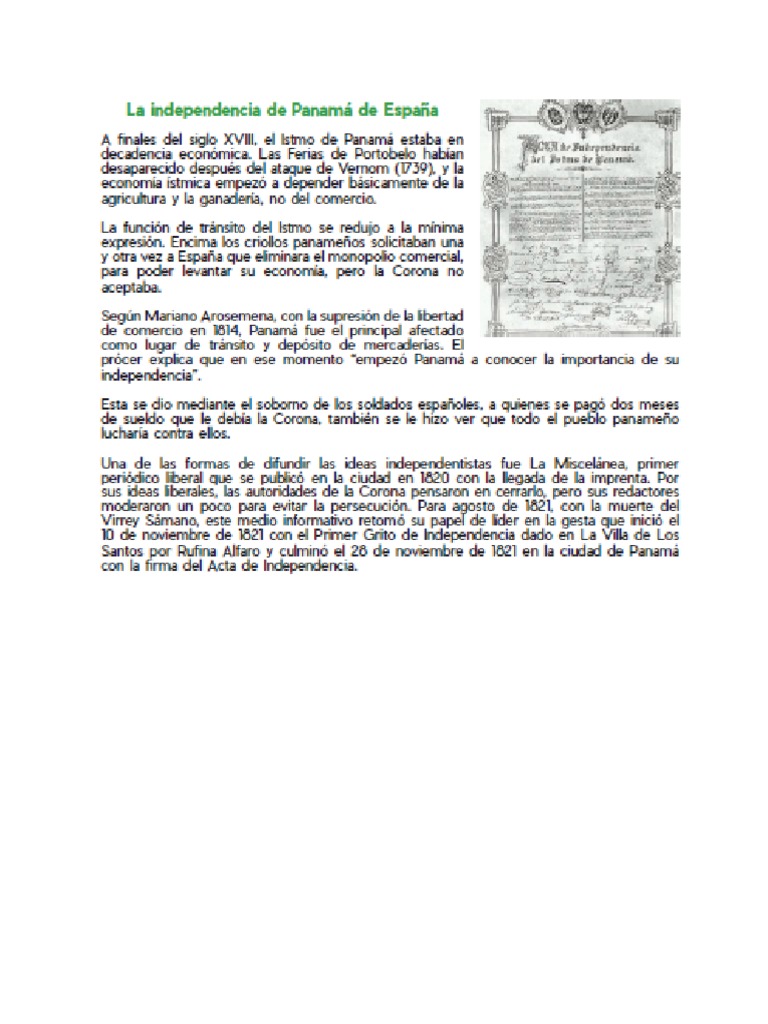 La Independencia de Panama de España | PDF